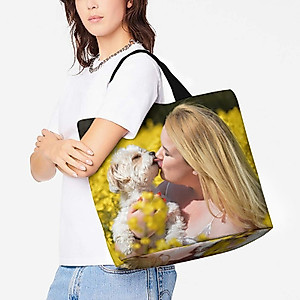 Customized Your Pictures & Text On Your Tote Bag Personalized Photo Logo Reusable Grocery Shopping Bag Large Capacity Shoulder Bag Create Your Own Bridesmaid Beach Bag Custom Wedding Birthday Gifts