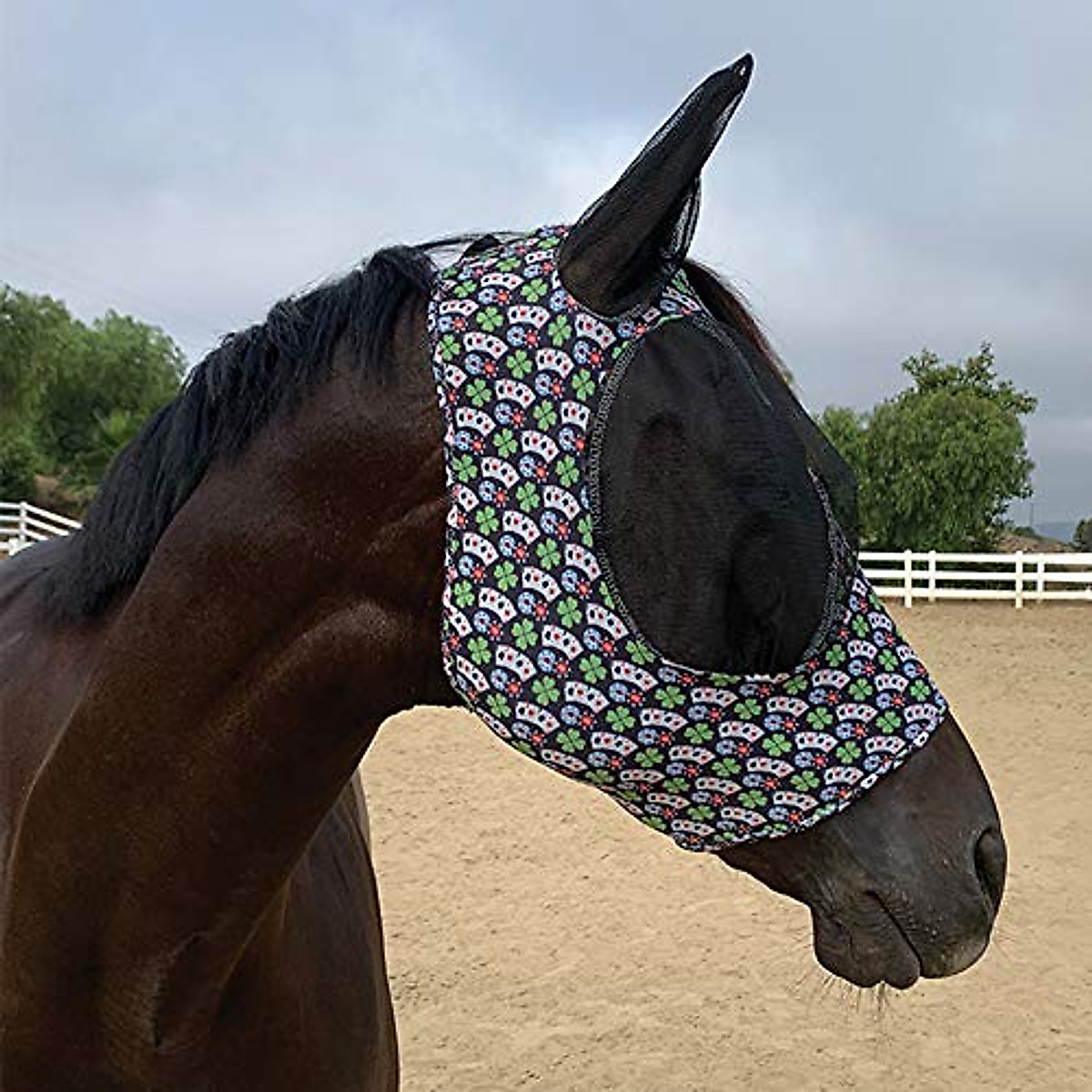 Professional`S Choice Pattern Comfort Fit Fly Mask Pokerface Warmblood