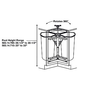 Kitchen Inventions Rotating Corner Base Cabinet Recycling Trash Center with Three Bins 3 x 32 qts Capacity Chrome/White