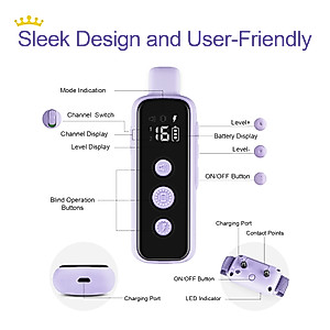 Bousnic Shock Collar for Dogs - Waterproof Rechargeable Dog Electric Training Collar with Remote for Small Medium Large Dogs with Beep, Vibration, Safe Shock Modes (8-120 Lbs) (Purple)
