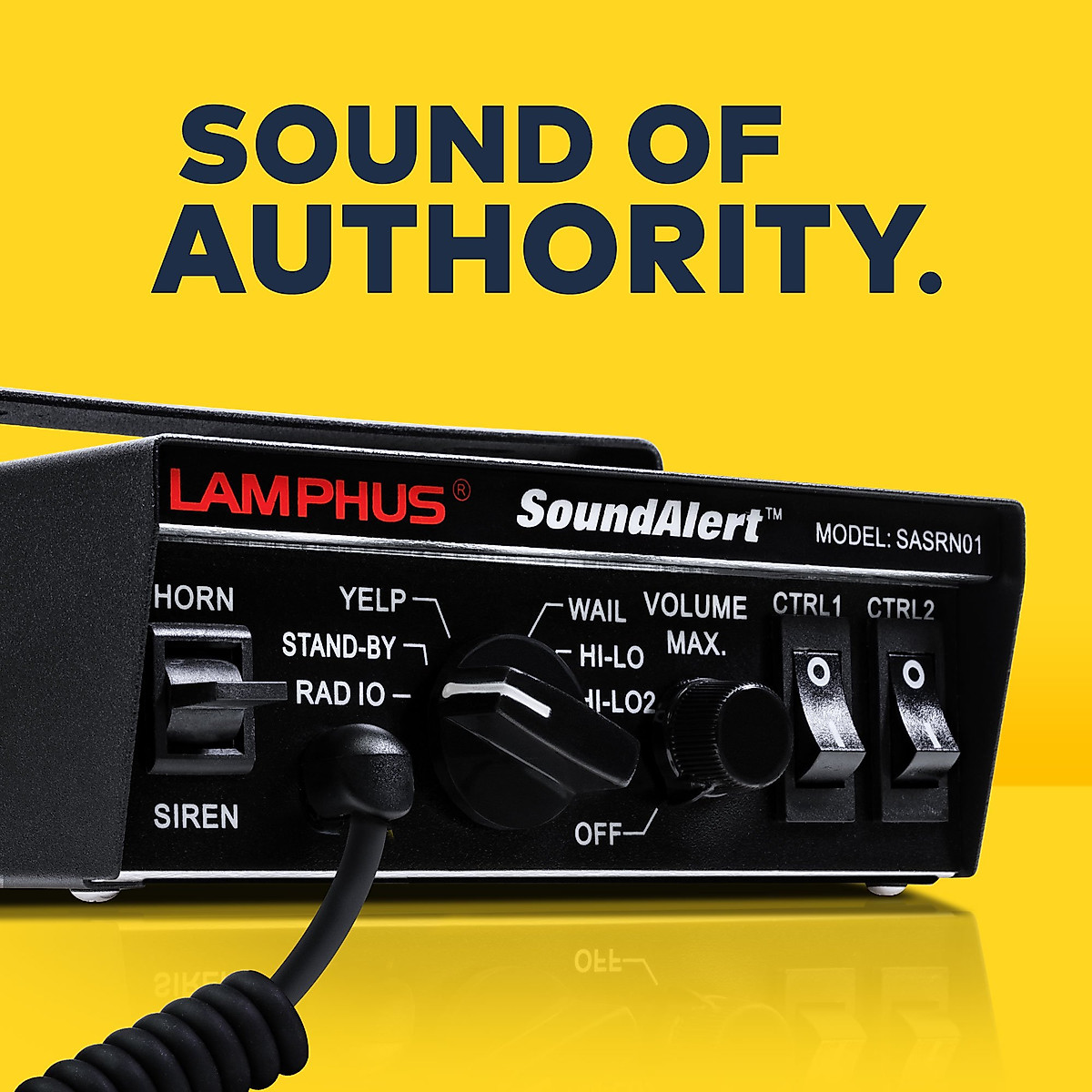 LAMPHUS SoundAlert 12V 100W Police Siren PA System Kit [Slim Speaker] [118-124dB] [Handheld Microphone] [Hands-Free] Warning Emergency Siren for Vehicles Tow Truck UTV ATV Van Car POV RV
