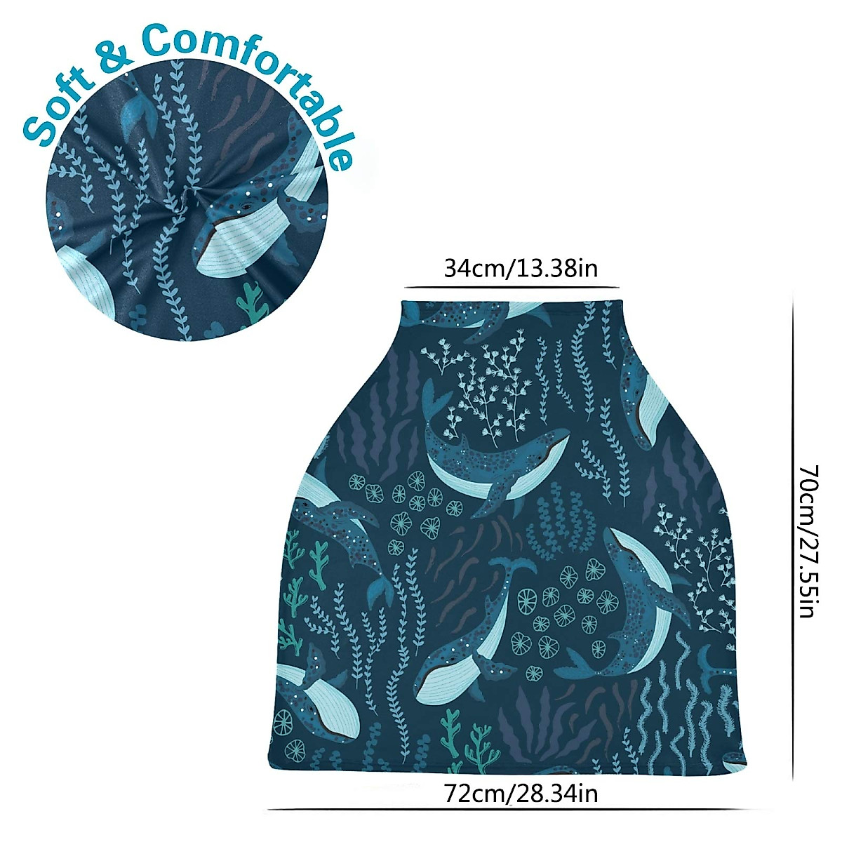 Nursing Cover Breastfeeding Scarf Underwater Humpback Whales - Baby Car Seat Covers, Stroller Cover, Carseat Canopy (2na1c)
