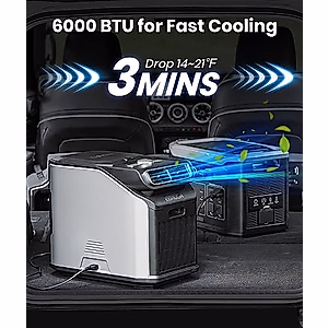 EENOUR PA600 Portable Air Conditioners, 6000BTU Fast Cooling AC with 7 Fan Level, Dehumidifier & Sleep Modes, 8H Timer, Remote Control, 48V DC for Truck Van Life Camping Room, Off-grid and Power Outages