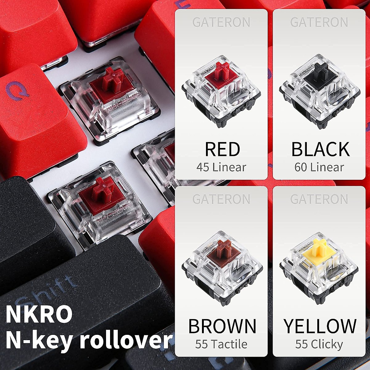 Guffercty kred Sk61 60% Mechanical Keyboard Linear Red Switch Hot Swappable 60 Percent RGB Wired Gaming Keyboard with Backlit PBT Keycaps Type-C for Win/PC/Mac (Gateron Optical Red, Milan)