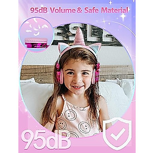 charlxee 𝟐𝟎𝟐𝟑 𝐍𝐞𝐰 Unicorns Kids Wireless Headphones with LED Lights,Headsets with Mic for School,30H Playtime,95dB Volume Limited,HD Stereo On/Over Ear Headsets,Unicorns Gifts(Hot-Pink)