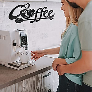 Coffee Bar Sign, JOPBENG Metal Coffee Bar Wall Decor, Coffee Station Letter Sign with Coffee Beans and Coffee Cups Sign for Coffee Bar Home Office Kitchen