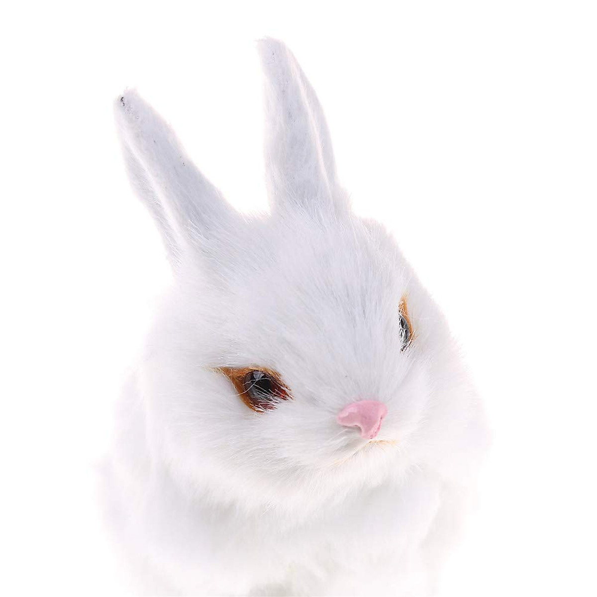 GUDVES Mini Realistic Cute Plush Rabbits Fur Lifelike Animal Easter Bunny Simulation Toy Model Gift Miniatures Decorations (Rabbit Plush Toys)