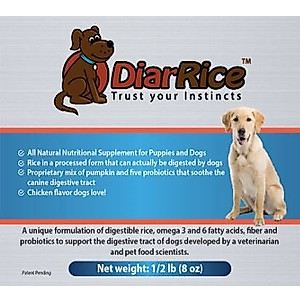 DiarRice Probiotic for Dog Diarrhea, Anti Diarrhea for Dogs, Diarrhea Medicine for Dogs' Bloating, Gas, and Stomach Discomfort. Puppy Probiotics for Diarrhea. Dogs Upset Stomach Relief Medication.