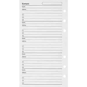 FILOFAX Name/Address/Telephone Refill for Personal & Personal Compact Size, 20 Sheets, White (B130201)