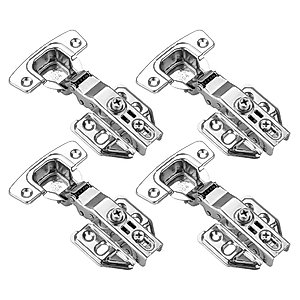 JQK Cabinet Hinges, 100 Degree Soft Closing Full Overlay Door Hinge for Frameless Cabinets, Stainless Steel Nickel Plated Finish, 4 Pack, CH100-P4