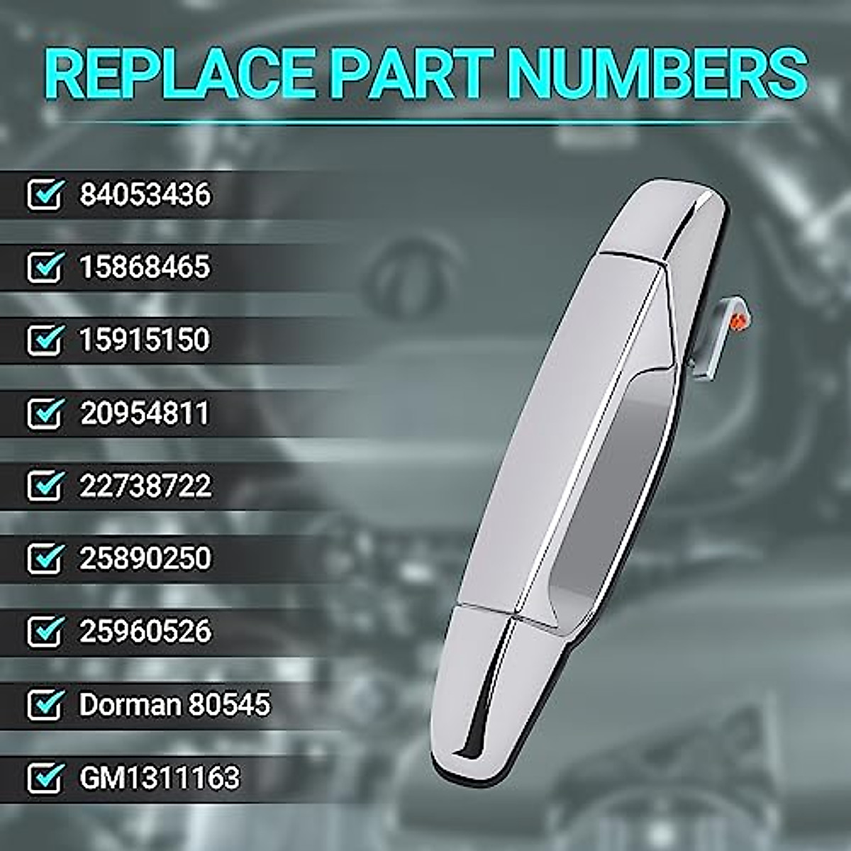 MNJWS Exterior Chrome Door Handle, Front Passenger Side, Compatible with 2007-2014 Chevy Silverado Suburban Tahoe GMC Sierra Yukon Cadillac Escalade, Replace 22738722 84053436 80545