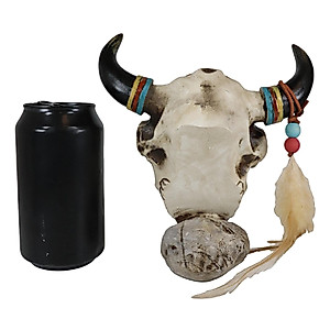 Ebros Southwestern Native American Indian Dreamcatcher Feathers Steer Bull Cow Skull Decorative Desktop Table Clock Figurine Turquoise Spirit Skulls Cows Medicine Bison Western Talisman Accent