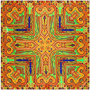 YOUR SMILE Silk Like Scarf Women's Fashion Pattern Large Square Satin Headscarf,Gold Totem