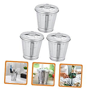 GAROZATION 3pcs Trash Can Flowerpot with Lids Desktop Waste Bin Countertop Trash Can Flowerpots for Home Office Kitchen Decor