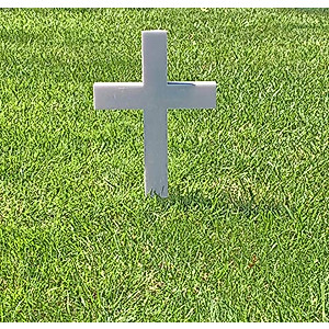Lighted White Garden Cross, Solar Lighted Cross 13.75 Inches High x 9.75 Inches Wide