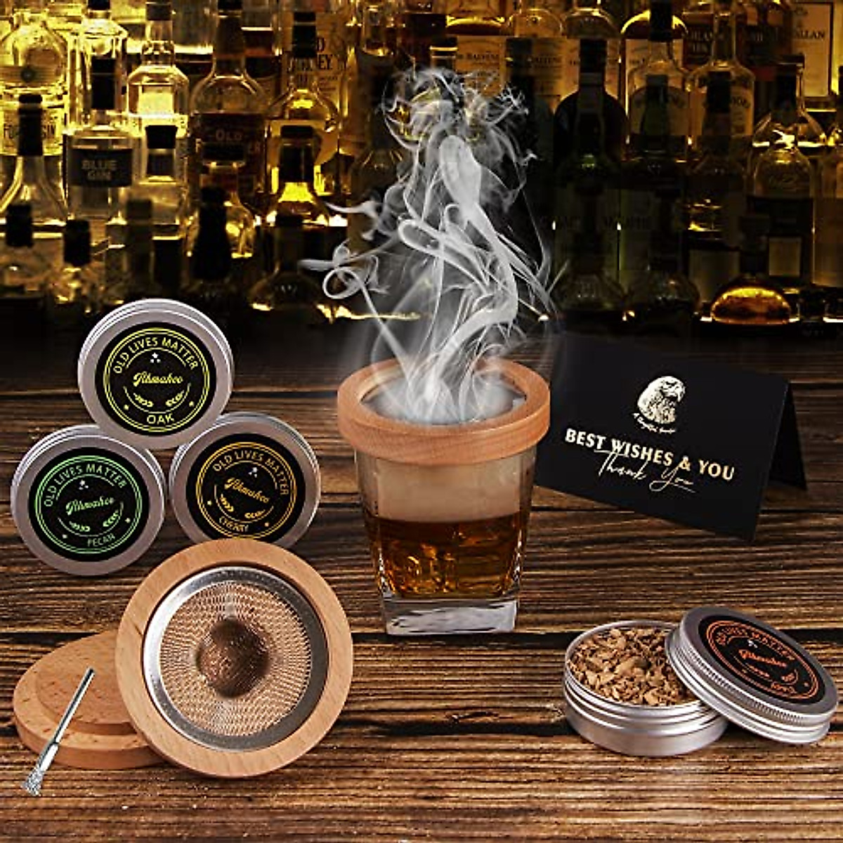 Dad Gifts from Daughter - Birthday Gifts for Grandpa Old Fashioned Smoker Kit with Wood Chips for Cocktail, Whiskey, Drink, Father Day Gifts Bourbon Gifts for Men Boyfriend Husband Grandpa