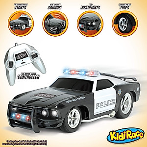 Kidirace Remote Control Police Car with Flashing Lights & Sounds – 2.4GHz RC Cop Car for Boys and Girls Ages 3+