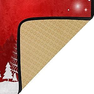 Kitchen Rugs Christmas Tree Snowman Design Non-Slip Soft Kitchen Mats Bath Rug Runner Doormats Carpet for Home Decor, 39" X 20"