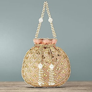 Aheli Indian Potli Bags for Women Evening Bag Clutch Ethnic Bride Purse with Drawstring (P09PCH)