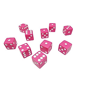 Hobby Monsters 10 Piece Pink 16mm Game Dice with White Pips