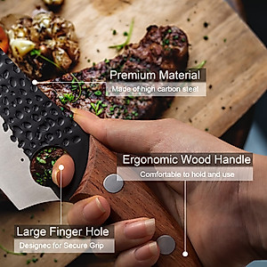 SMARTCITYNOMO Chefs Knife with Sheath - 5.7 Inch Kitchen Cooking Knife for Chopping/Meat Cutting, High Carbon Fine Steel with Pear Wood Handle for Home, Outdoor Camping, BBQ