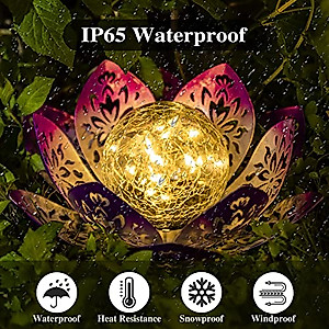 HUAXU Solar Outdoor Lights Garden Decor - Bright Lotus Flower Table Lamp, Waterproof Solar Lights for Patio Pathway Yard Balcony Outside Decorative