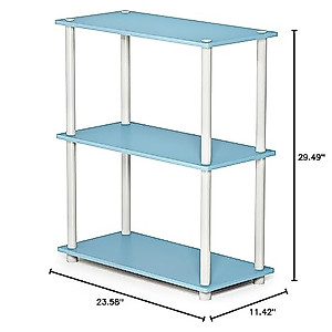 Furinno Turn-N-Tube 3-Tier Compact Multipurpose Shelf Display Rack, Light Blue/White