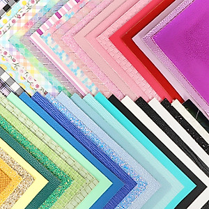 ZAIONE Random Faux Leather Sheets: Glitter Plaid Print Leather 20Pcs 8X12 Inch Grain Texture Embossed Colors Pattern Leather for Earrings Crafts