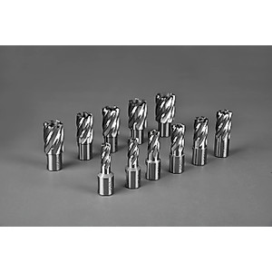 Annular Cutter Set 13 pcs JESTUOUS 3/4 Inch Weldon Shank 1 Cutting Depth and Cutting Diameter from 7/16 to 1-1/16 for Mag Drill Press HSS Standard Kit Two Flat with 2 Pilot Pins