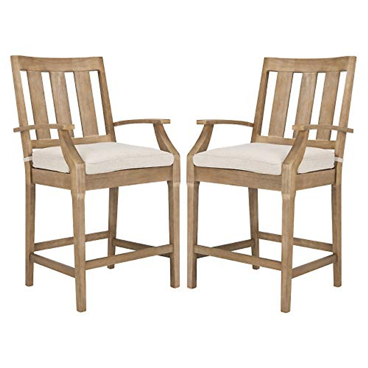 Safavieh Couture Patio Collection San Salvador Natural and White 25-inch Bar Stool (Set of 2)