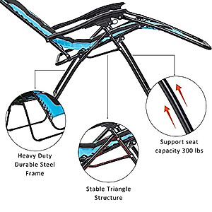 VOYSIGN Adjustable Steel Zero Gravity Lounge Chair, Large Size Padded Recliners w/Pillows and Cup Holder Trays, Support 350 lbs.