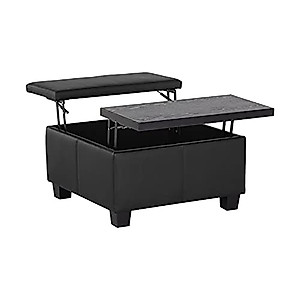 Aldo Lift Top Storage Ottoman Black - Black Wood