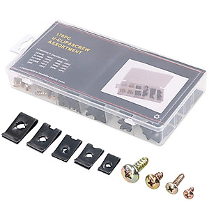 High Quality 170Pcs Auto Car U-Clip U Nut and Screw Assortment Kit for Dash Door Panel Interior SAE