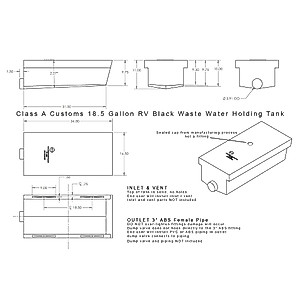 Class A Customs 18.5 Gallon RV Waste Black Water Holding Tank WT-1850