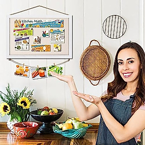 Miratino Cork Board Bulletin Board, 16 "x11 " White Linen Cork Boards for Walls with White Frame, Pin Board Vision Board for Home Kitchen School Office Decor