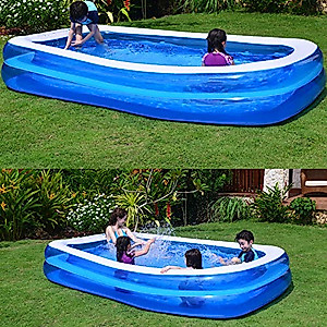Inflatable Swimming Pool Outdoor Lawn Ground Rectangular Swimming Pool for Kids or Adults (Max 120x72x20±3 Inch)
