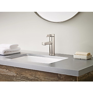 Moen Beric Spot Resist Nickel Modern One-Handle Single Hole Bathroom Faucet with Drain Assembly and Optional Deckplate for Your Bath Sink, 84774SRN