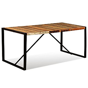 WHOPBXGAD Dining Table,Wooden bar Table, Industrial Restaurant bar Table Suitable for Living Room, Dining Room, Bistro Table,Solid Reclaimed Wood 70.9"