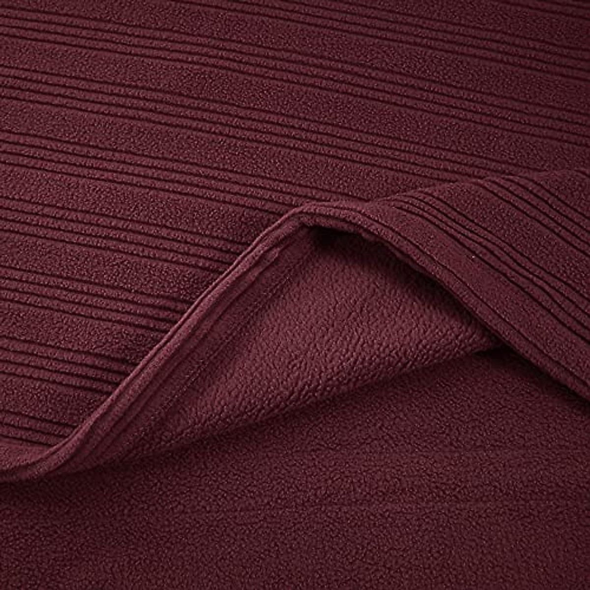 Serta Travis Fleece Ultra Soft Tri-Rib Textured Electric Blanket, Cozy and Snuggly Cover Fast Heating for Cold Weather, Auto Shut Off, Multi Heat Setting Controller, Queen, Berry Red