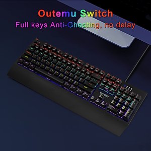 E-YOOSO Mechanical Keyboard, Mechanical Gaming Keyboard with Blue Switches, 104 Keys, Wired Keyboard Mechanical with Rainbow Backlit & RGB LED Side Light, Clicky Keyboard for Windows, Gaming, PC