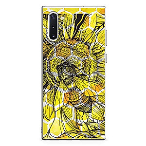 Inspired Cases - 3D Textured Galaxy Note 10 Plus Case - Rubber Bumper Cover - Protective Phone Case for Samsung Galaxy Note 10 Plus - Sunflower Honey Bee - White