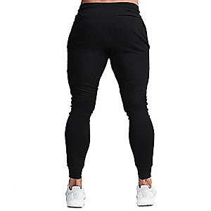 BUXKR Men's Slim Joggers Workout Pants for Gym Running and Bodybuilding Athletic Bottom Sweatpants with Deep Pockets,Black,S