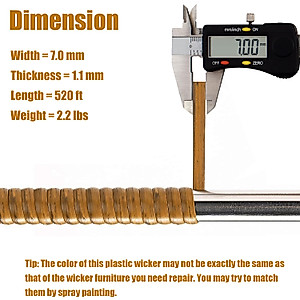 Laphivieh 520 Ft Light Wood Grain Plastic Wicker Repair Kit with Stainless Steel Weaving Tool, Plastic Rattan Material for Patio Rattan Furniture Repair Replacement Supplies