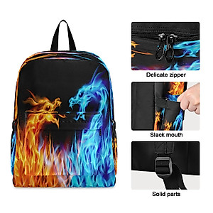 Cool Dragon Fire Backpack Travel Bag for Men Women, Lightweight Casual Daypack School Bag for Students Teens Girls Boys