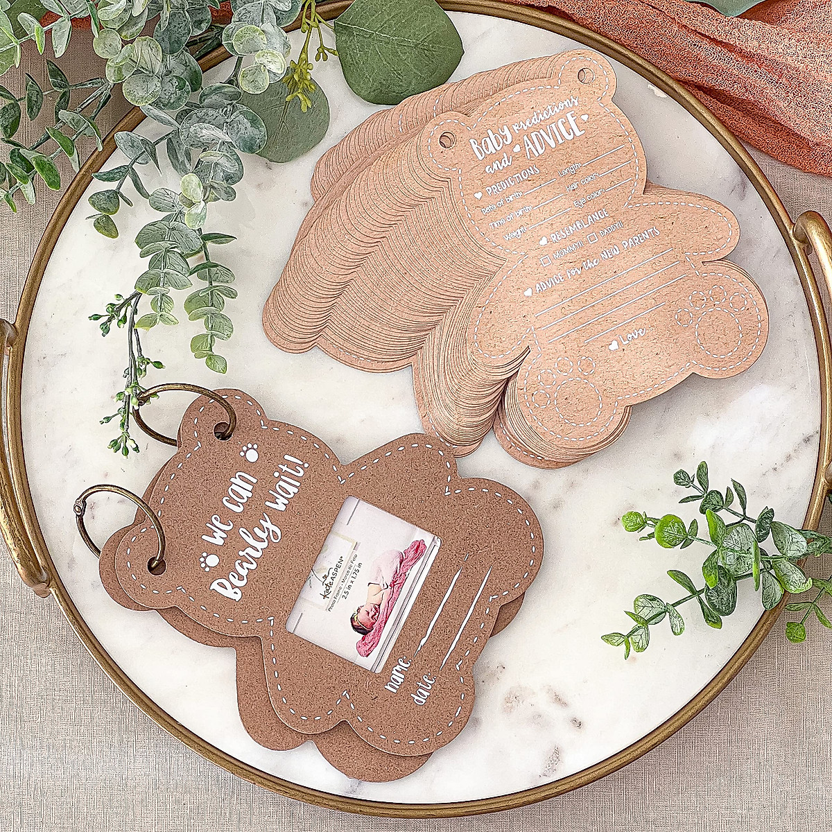 Teddy Bear Baby Shower Prediction Card Book Keepsake, By Kate Aspen Advice Cards, Best Wishes, We Can Bearly Wait Baby Shower Decoration, Gender Neutral Baby Shower Game & Party Activity