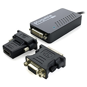 Plugable USB 3.0 to DVI/VGA/HDMI Video Graphics Adapter for Multiple Monitors up to 2048x1152 Supports Windows 11, 10, 8.1, 7, XP, and Mac 10.14+