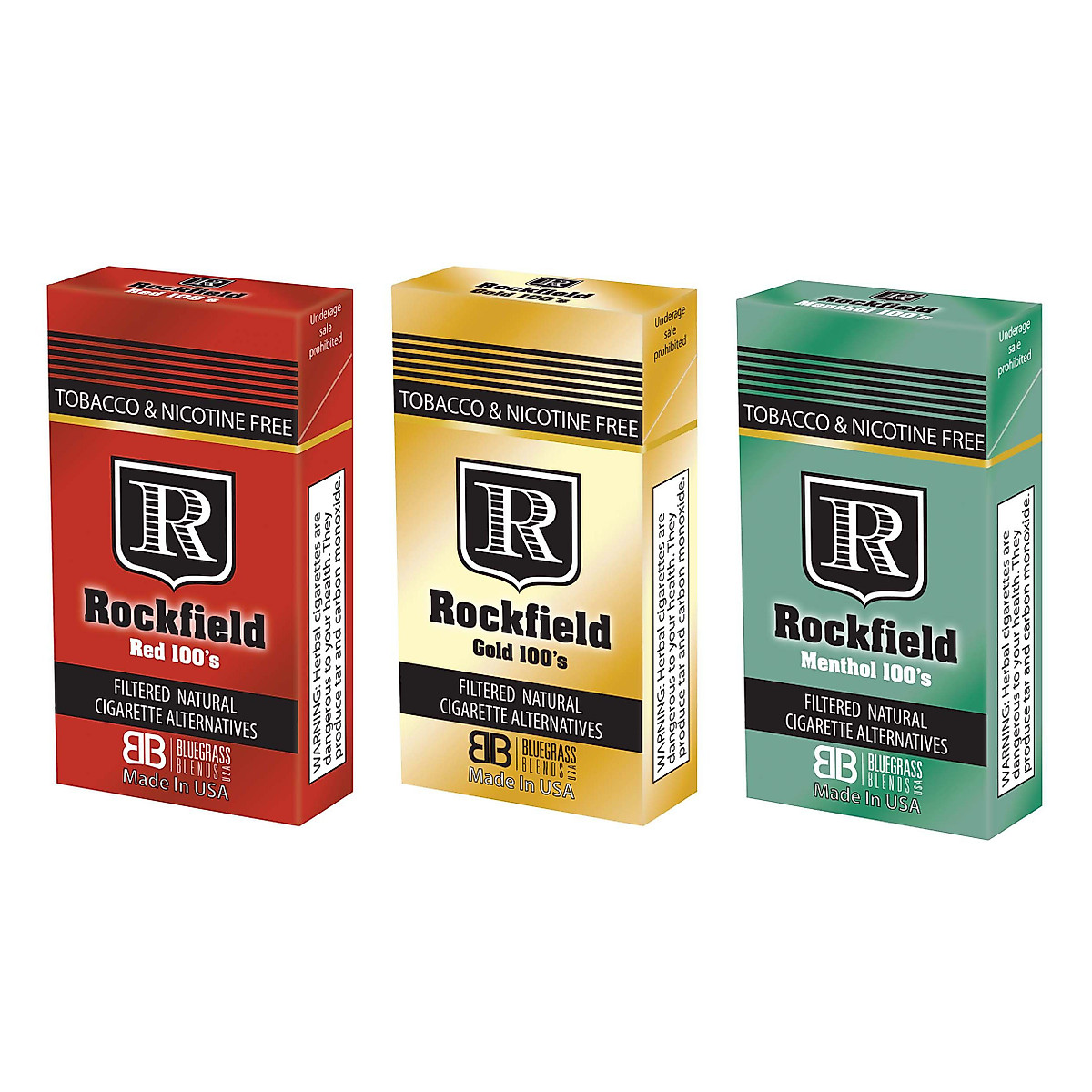 Tobacco Free Cigarette ALTERNATIVES - ROCKFIELD “Gold 100’S” - Tobacco Free - Nicotine Free - NITROSAMINE Free - Herbal Cigarette ALTERNATIVES
