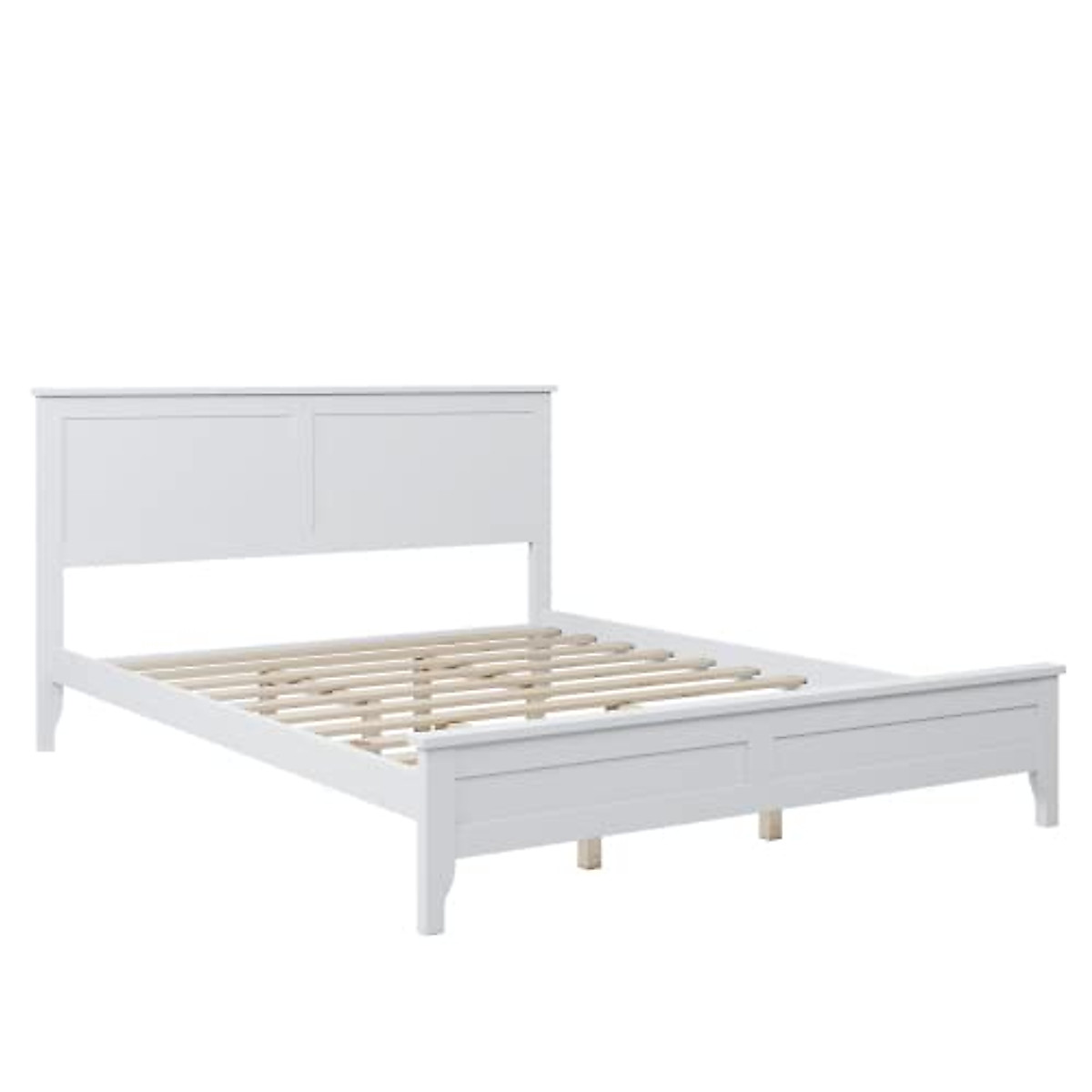 anwickjeff Queen Size Bed Frame with Headboard and Footboard, Modern Concise Style White Solid Wood Platform Bed for Kids Teens Adults, No Need Box Spring (Queen+New)