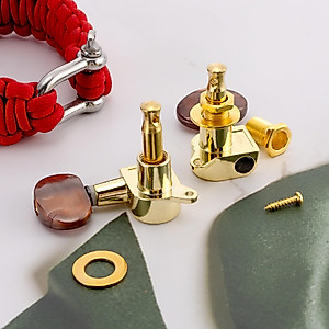 Swhmc 3R 3L Semi-Closed Golden Guitar String Tuners Tuning Keys Pegs Machine Heads Knobs Locking Tuners for Acoustic, Electric Guitar