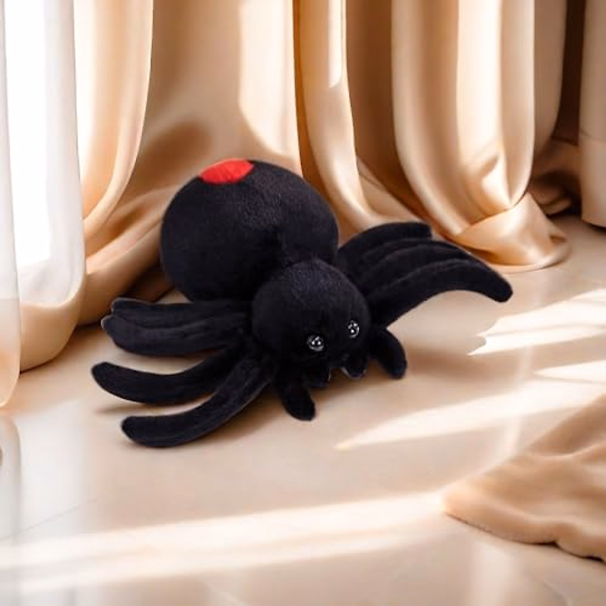 XItbyja Black Spider Pillow Cute Spider Plush Toys 9.8inch Animal Soft Fur Huggable Jumping Spider Plush,Halloween Stuffed Animal Gift Adorable Playtime Plush Toy,Super Soft Plush Doll Toy for Kids